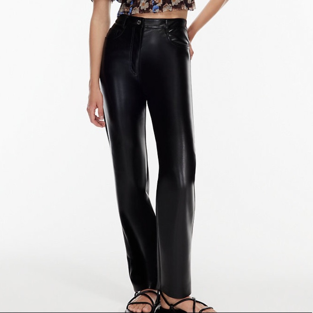 Aritzia Wilfred Melina Black Leather Pants - Gem
